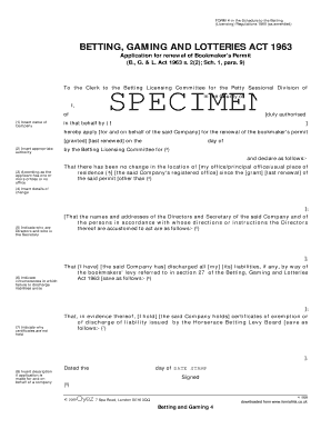 Fillable Online FORM 4 in the Schedule to the Betting Fax Email Print ...