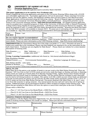 Fillable Online hilo hawaii Paper housing application form - University ...