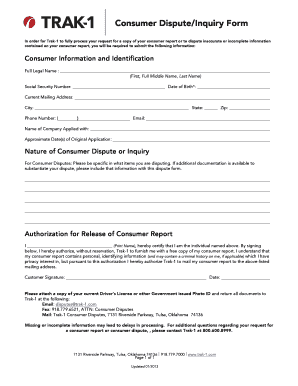 Fillable Online Consumer Dispute Inquiry Formdocx Fax Email Print ...