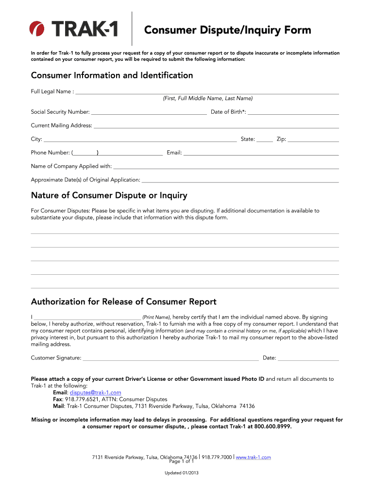 Fillable Online Consumer Dispute Inquiry Formdocx Fax Email Print ...