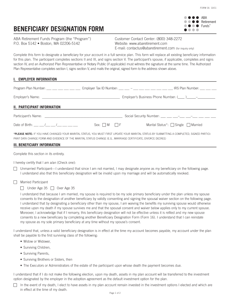 Fillable Online BENEFICIARY DESIGNATION FORM - Filice Insurance Fax ...
