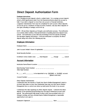 Fillable Online Direct Deposit.xls Fax Email Print - pdfFiller