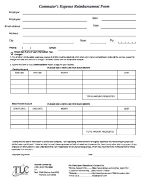 Fillable Online Commuters Expense Reimbursement Form - Filice Insurance ...
