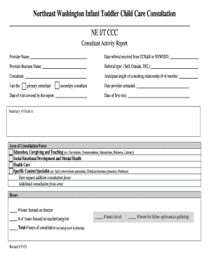 Fillable Online Consultant Activity Report 11-15-12 DRAFT Fax Email ...