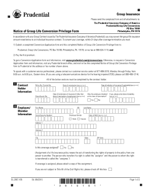 Fillable Online Notice of Group Life Conversion Privilege Form Fax ...
