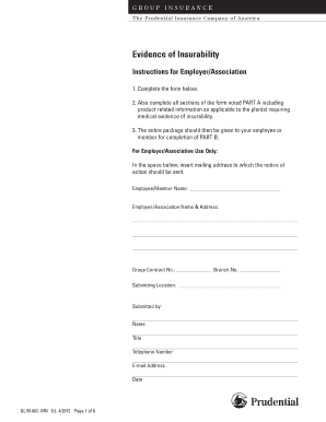 Fillable Online Evidence of Insurability - Group Insurance Fax Email ...