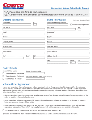 Fillable Online Shipping Information Billing Information - costcocom Fax Email Print - pdfFiller