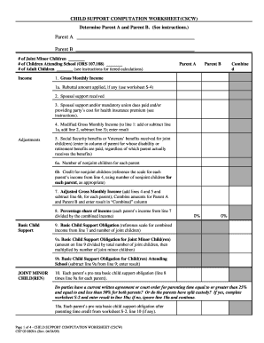 Fillable Online oregonchildsupport CHILD SUPPORT COMPUTATION WORKSHEET(CSCW) Fax Email Print ...