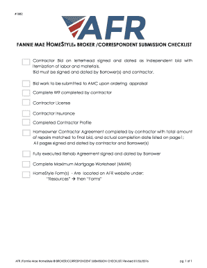 Fillable Online FANNIE MAE HOMESTYLE BROKER CORRESPONDENT SUBMISSION ...