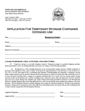 Fillable Online Temporary Storage Container Permit - Collierville Fax ...