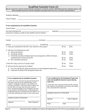 Fillable Online georgiacenter uga Qualified Scientist Form 2 ...