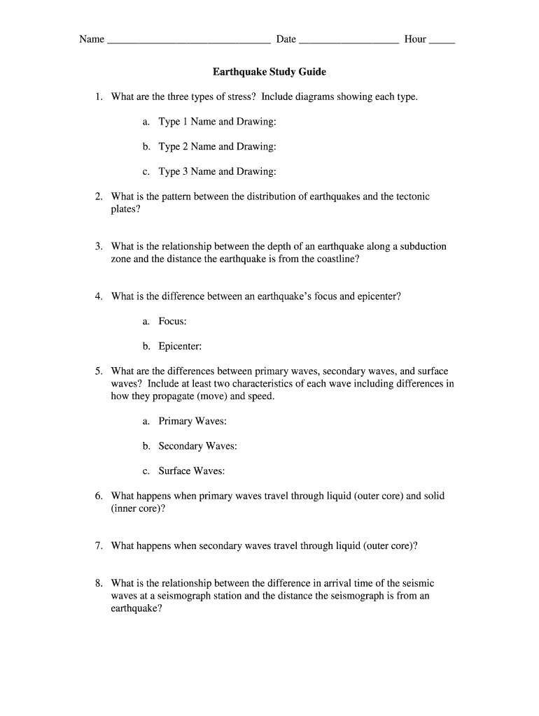 Fillable Online Earthquake and Volcanic Activity Study Guide Fax Email ...