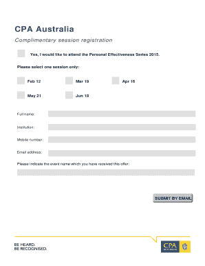 Fillable Online cpaaustralia com Complimentary session registration Fax ...