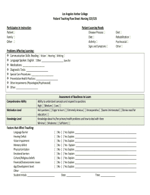 Fillable Online lahc Patient Teaching Flow Sheet Nursing 325 - lahc Fax ...
