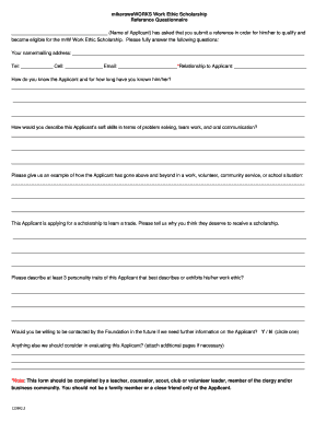 Fillable Online sms scholarshipamerica MikeroweWORKS Work Ethic ...