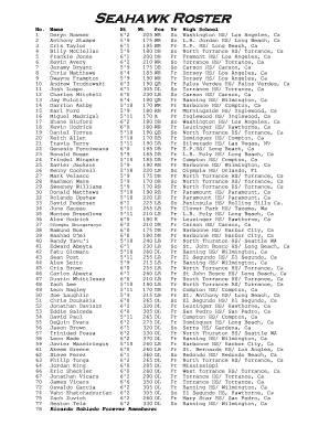Fillable Online Seahawk Roster Fax Email Print - pdfFiller