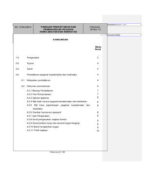 Fillable Online Jabatan Keselamatan dan Kesihatan Pekerjaan - DOSH Fax ...