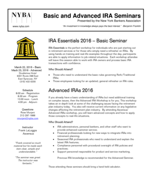 Fillable Online Basic and Advanced IRA Seminars Fax Email Print - pdfFiller
