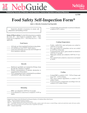 Fillable Online G1709 Food Safety Self-Inspection Form Fax Email Print ...