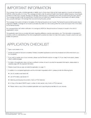 Fillable Online IMPORTANT INFORMATION - NORCAL Mutual Insurance Company ...