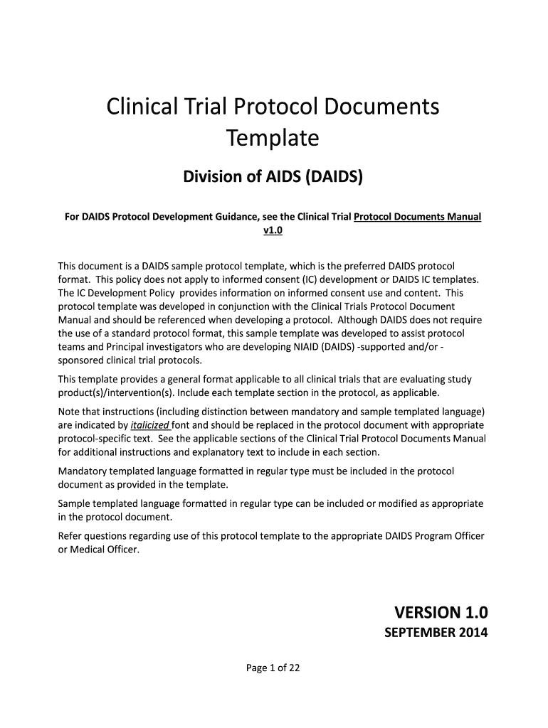 Fillable Online niaid nih Protocol DocumentsTemplate Protocol Documents ...
