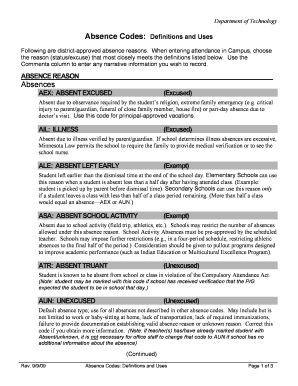 Fillable Online connect spps Absence Codes: Definitions and Uses Fax ...