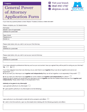 Fillable Online Legacy General Power of Attorney Application Form Fax ...