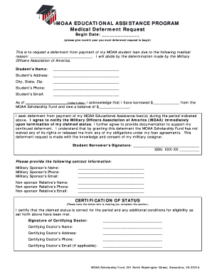 Fillable Online moaa Medical Deferment Request - moaa Fax Email Print ...