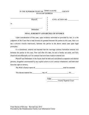 Fillable Online chattahoocheefamilylawcenter FINAL JUDGMENT AND DECREE ...