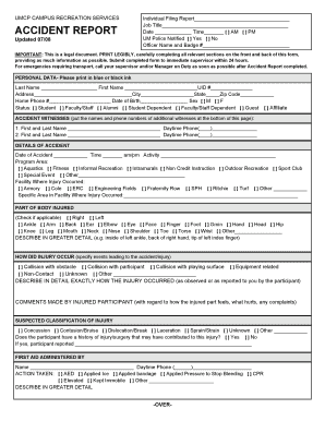 Fillable Online crs umd ACCIDENT REPORT - UMD RecWell - crs umd Fax ...