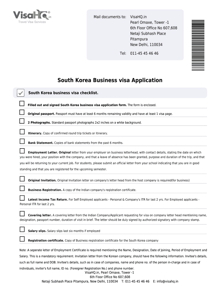 Fillable Online South Korea Visa Application for Citizens of India ...