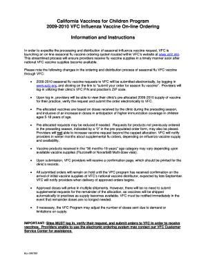 Fillable Online eziz California Vaccines for Children Program 2009-2010 ...