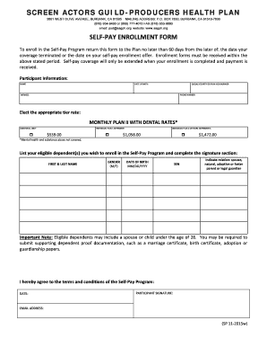 Fillable Online sagph Self-Pay Enrollment Form - Plan II and 3 or More Years of Coverage ...