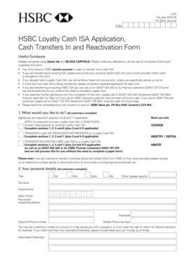 Fillable Online saas hsbc co hsbc loyalty cash isa form Fax Email Print - pdfFiller