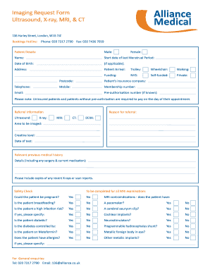 Fillable Online Imaging Request Form Ultrasound X-ray MRI CT Fax Email ...