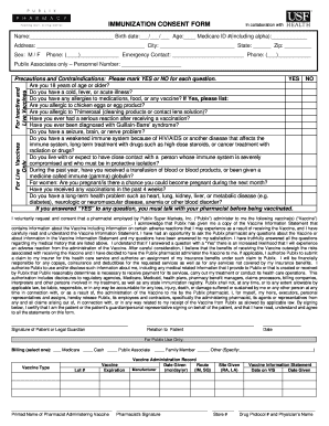 Fillable Online IMMUNIZATION CONSENT FORM FL v22014 - Publix Fax Email ...