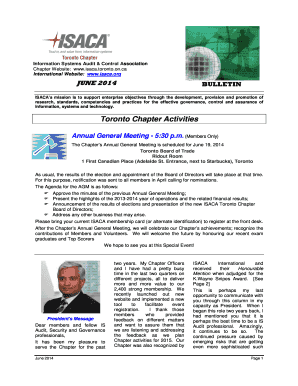 Fillable Online isaca Toronto Chapter Activities - ISACA - isaca Fax ...