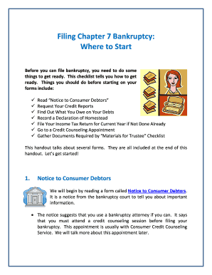 Fillable Online Filing Chapter 7 Bankruptcy: Fax Email Print - pdfFiller