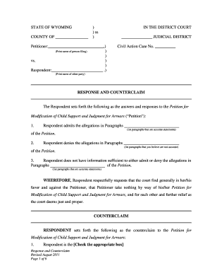 Fillable Online lawyoming (Print name of other party) RESPONSE AND ...