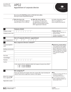 Fillable Online AP02 Appointment of corporate director You can use the ...