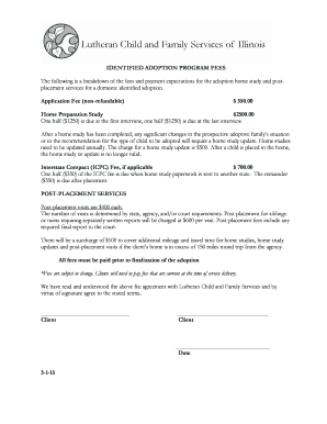 Fillable Online lcfs IDENTIFIED ADOPTION PROGRAM FEES Application Fee ...