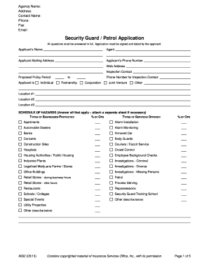Fillable Online Security Guard Patrol Application - Firestone Agency ...