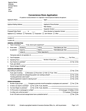 Fillable Online CONVENIENCE STORE APPLICATION - Firestone Agency Fax ...