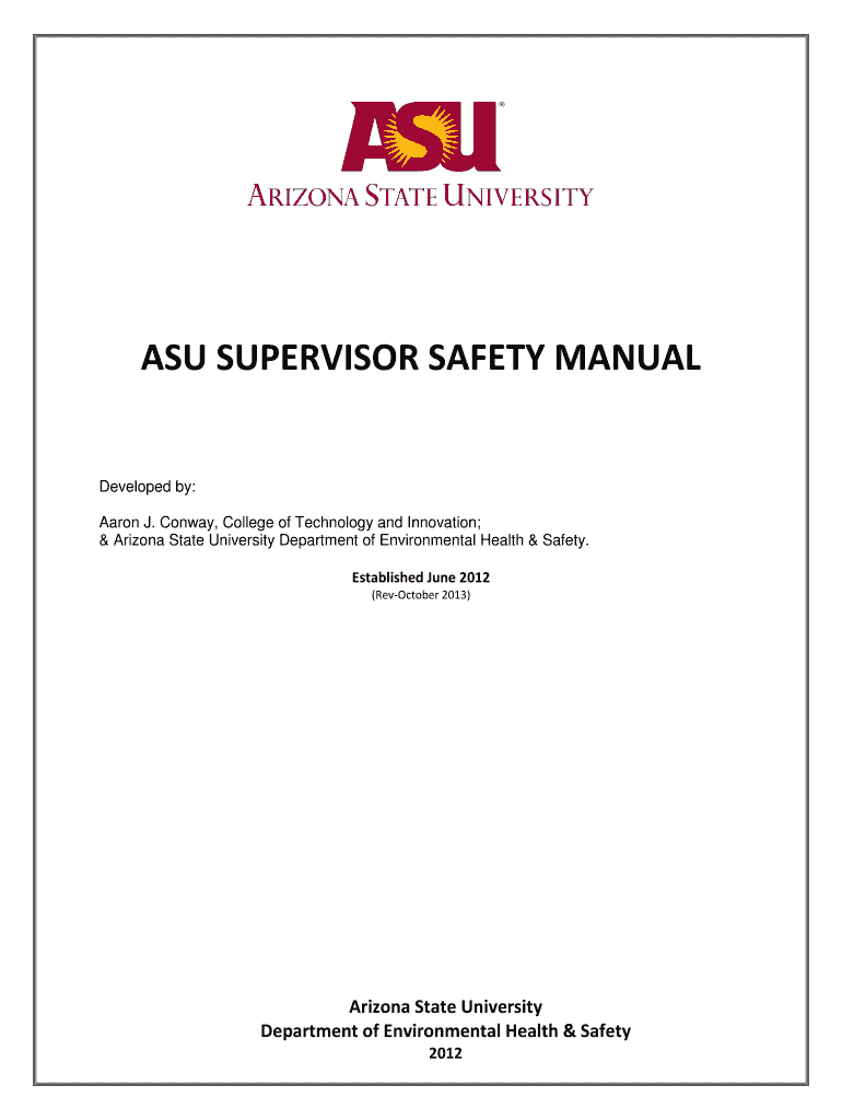 Fillable Online sols asu ASU SUPERVISOR SAFETY MANUAL - sols asu Fax ...