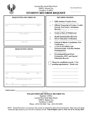 Fillable Online lw210 STUDENT RECORDS REQUEST - lw210org Fax Email ...