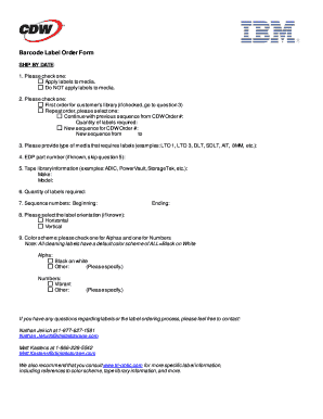Fillable Online Barcode Label Order Form - CDW Fax Email Print - pdfFiller