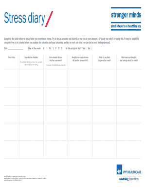Fillable Online Complete the table below on a day when you experience ...