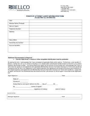 Fillable Online bellco Power of Attorney Agent Information Form - Denver CO - bellco Fax Email ...