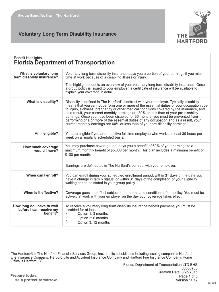 Fillable Online V oluntary long term disability insuranc Fax Email ...
