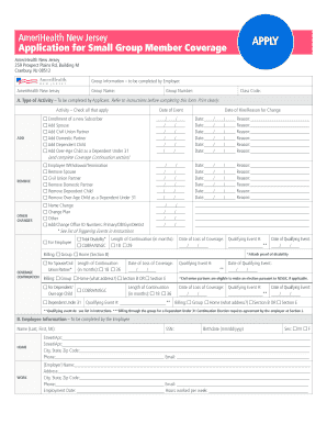 Fillable Online AmeriHealth New Jersey APPLY Application for Small Group Fax Email Print - pdfFiller